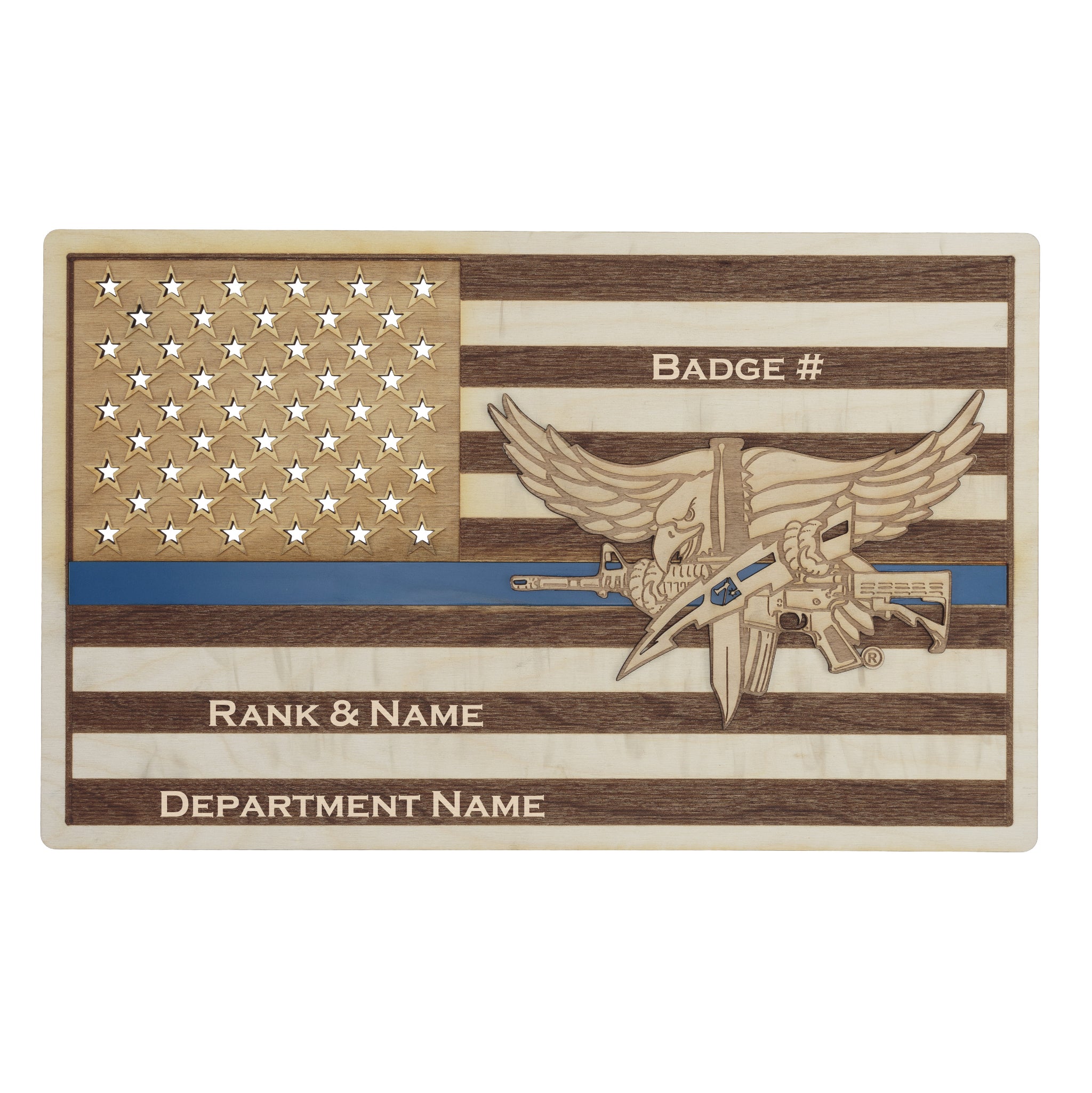 SWAT Operator Blue Line Flag Wood Sign – Swat Operator USA